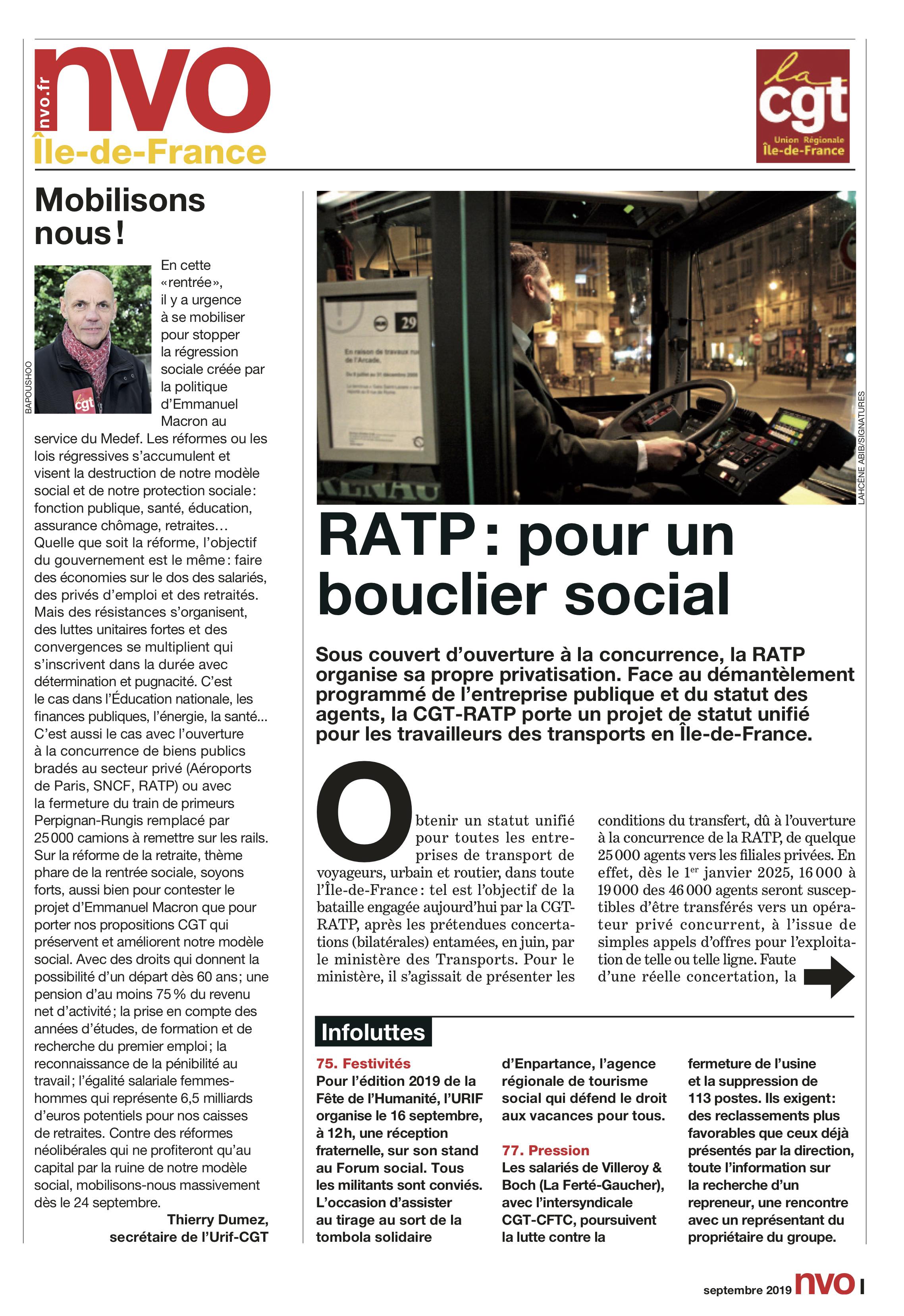 Urif 3581 - RATP : pour un bouclier social – La Vie Ouvrière